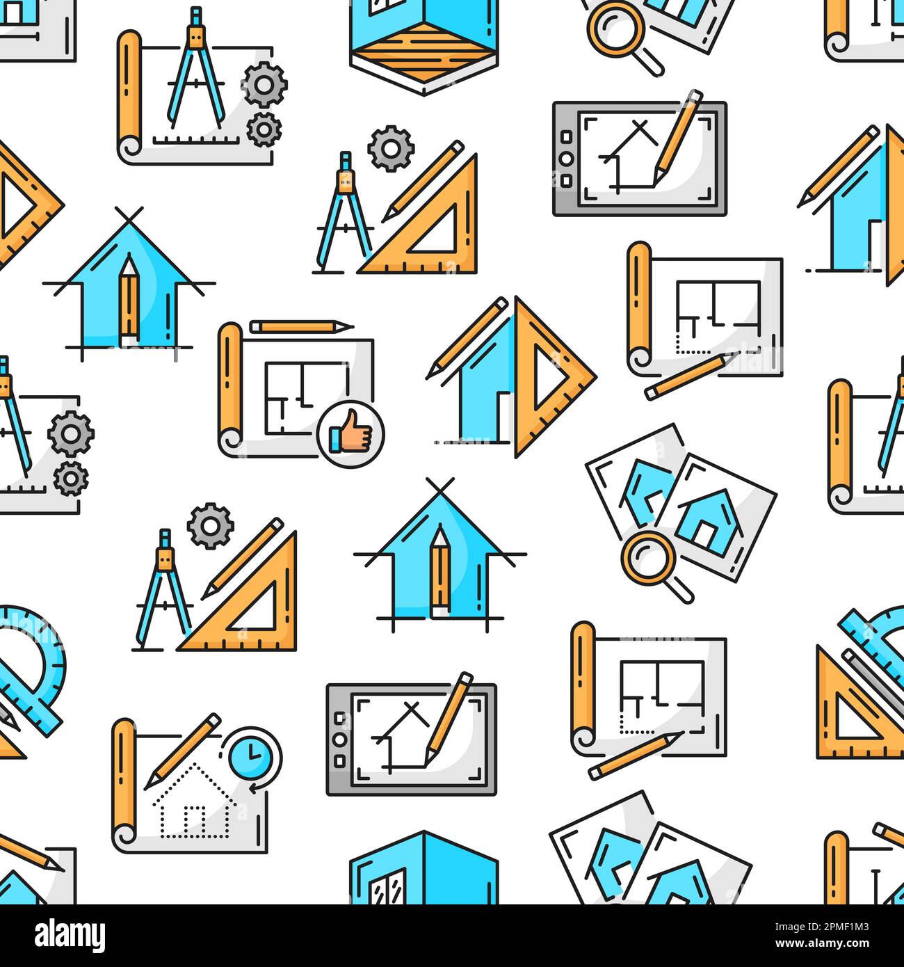 Architect development seamless pattern with vector architecture ...