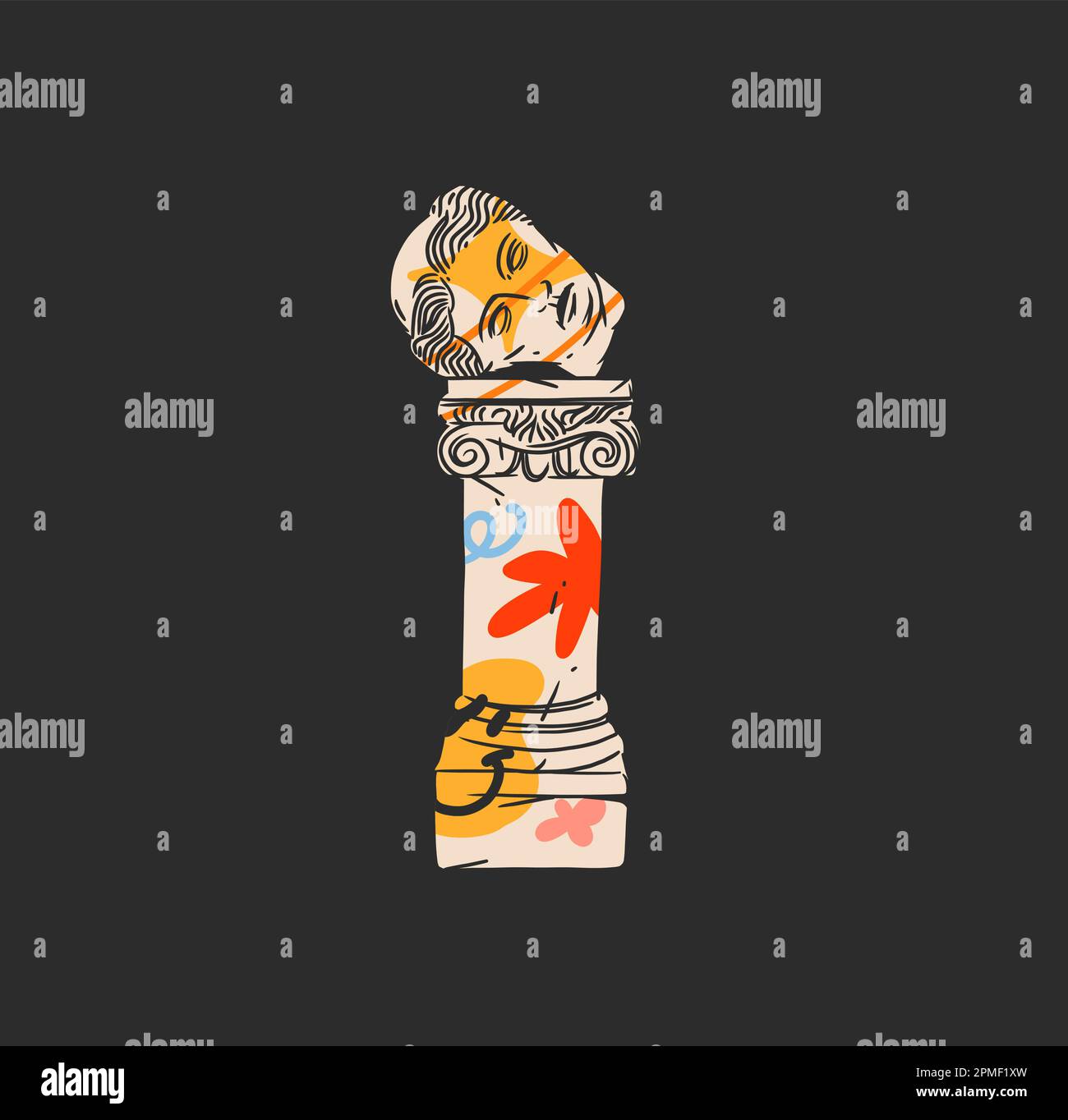 Hand drawn vector abstract outline,graphic,contemporary art greek ...