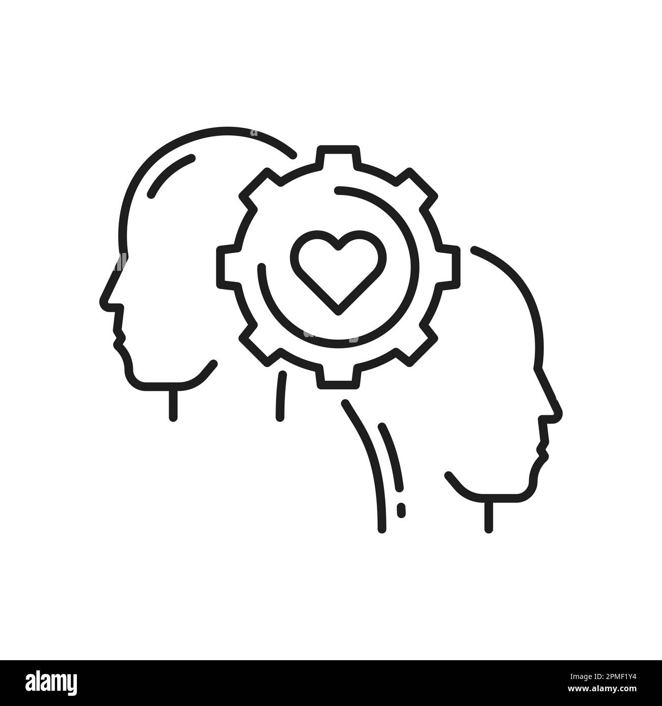 Couple and love mechanism gear, help and support. Vector man and woman ...