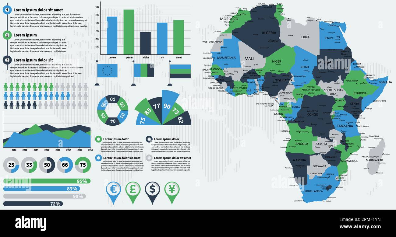 Detailed Africa map with infographic elements. Vector illustration ...