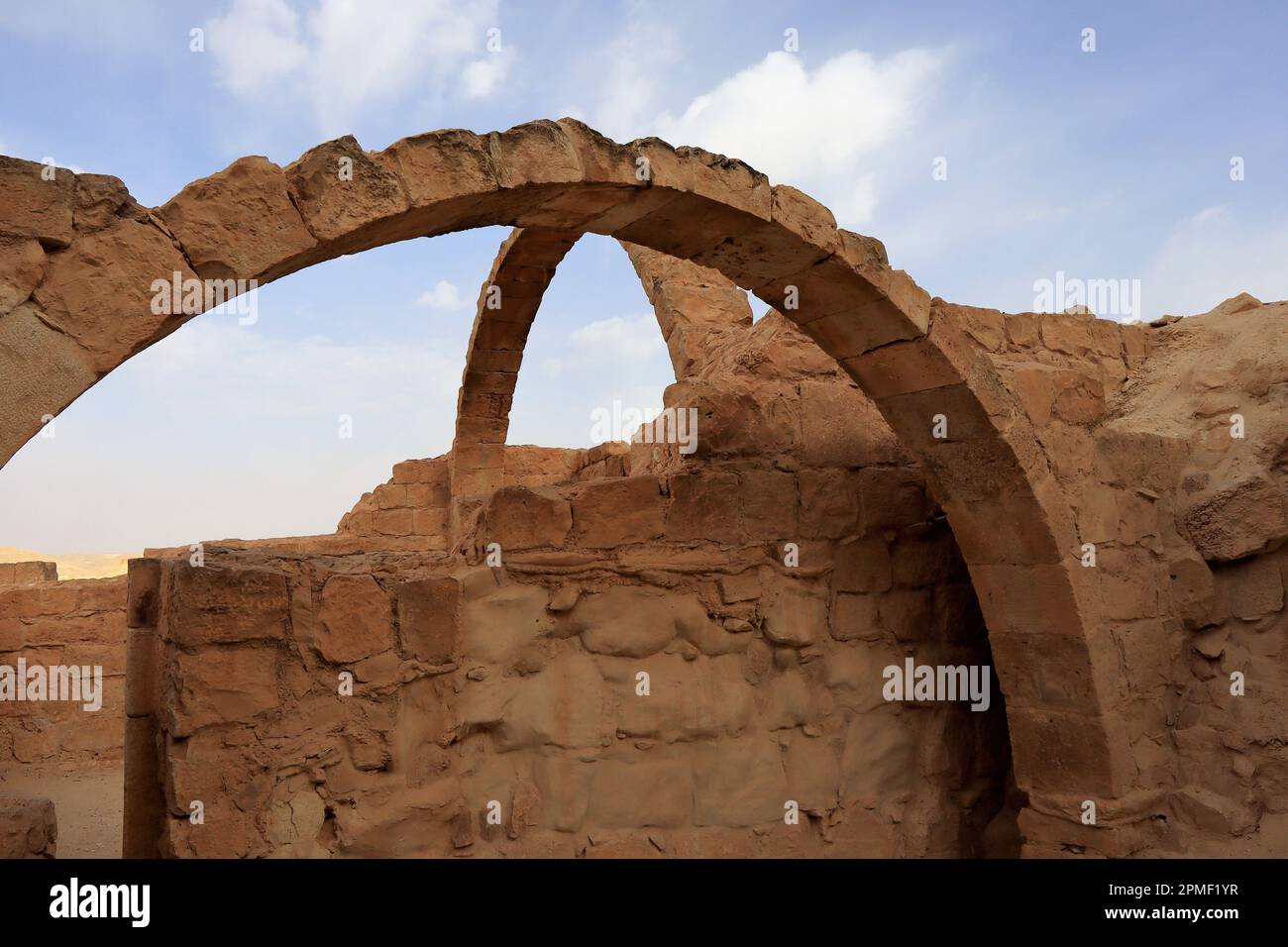 The ruins of arches of the Nabatean temple in acropolis of the ancient ...