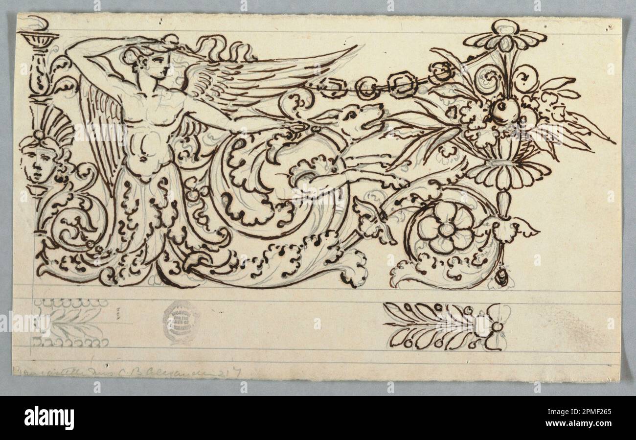 Drawing, Project for the Decoration of a Frieze; Italy; graphite, pen ...