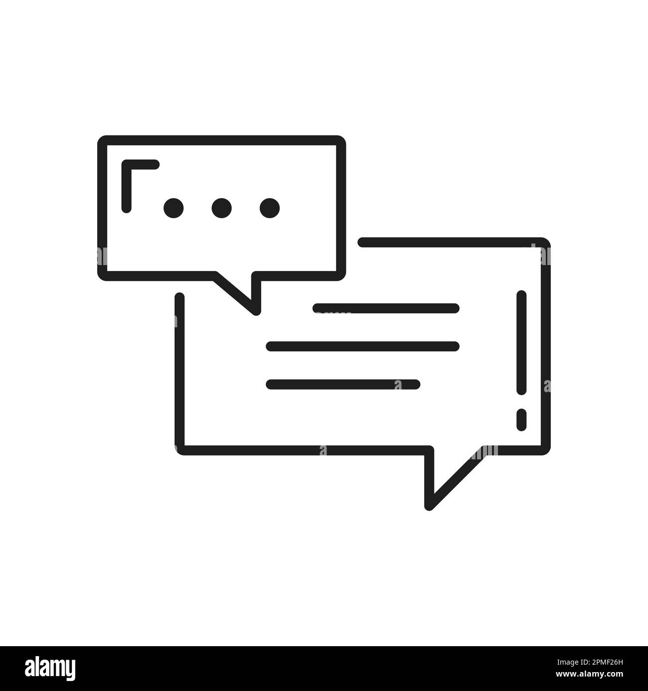 Dialog balloon, vector chat bubble line icon. Vector notice message ...