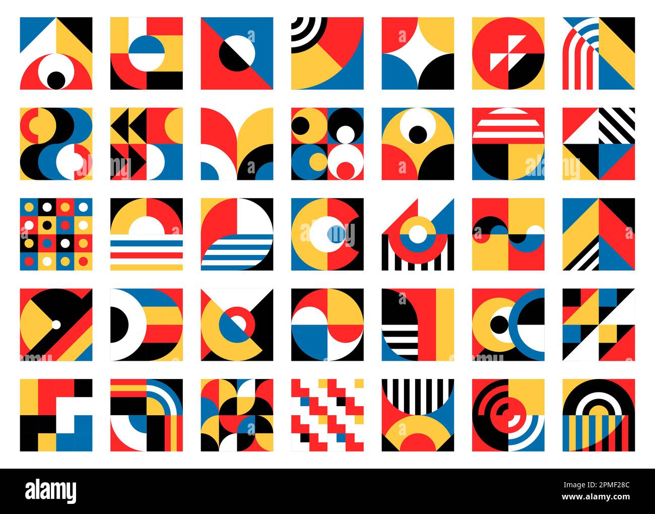 Bauhaus elements and modern abstract geometric patterns, vector backgrounds. Geometric shapes ...