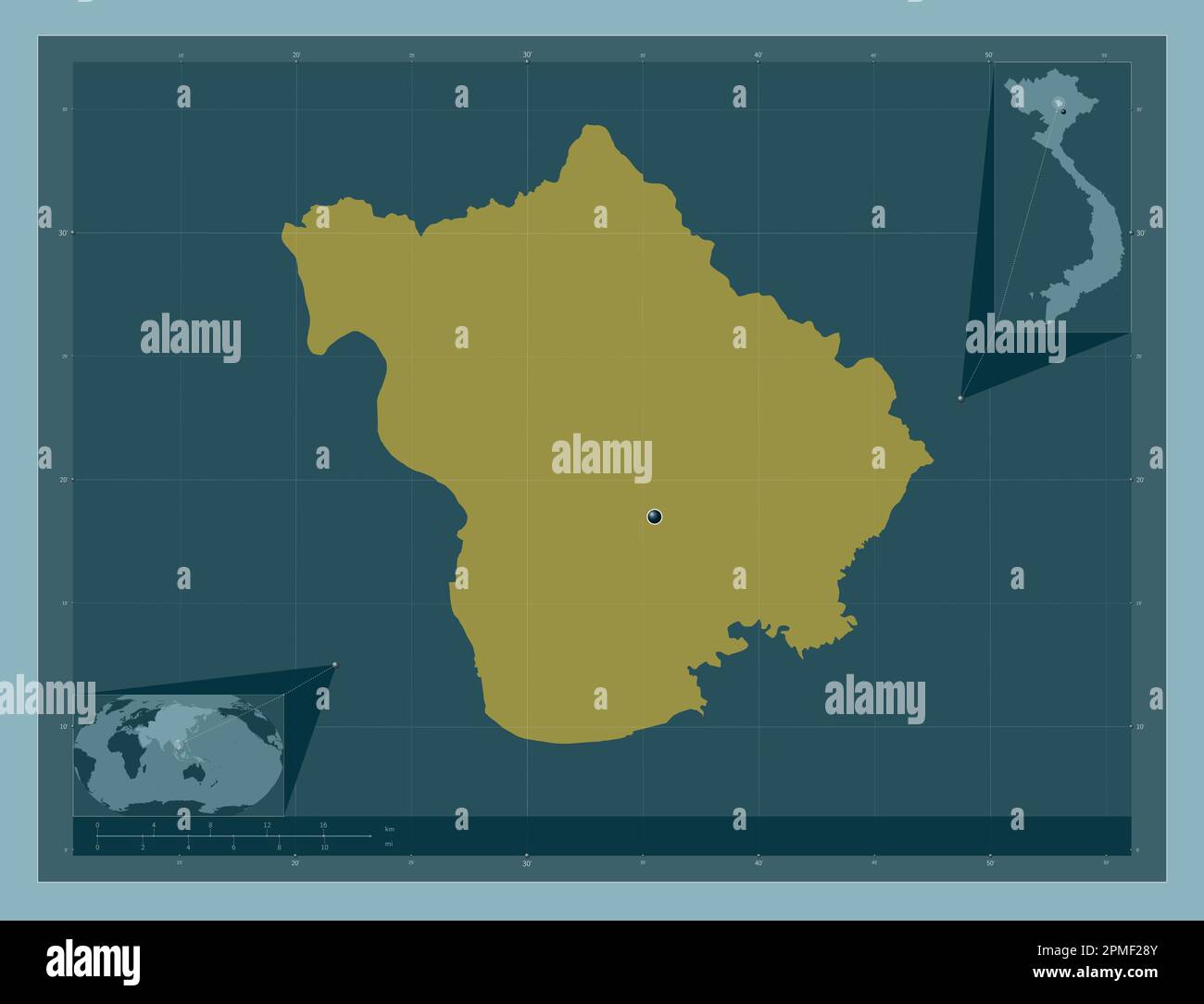 Vinh Phuc, province of Vietnam. Solid color shape. Corner auxiliary ...
