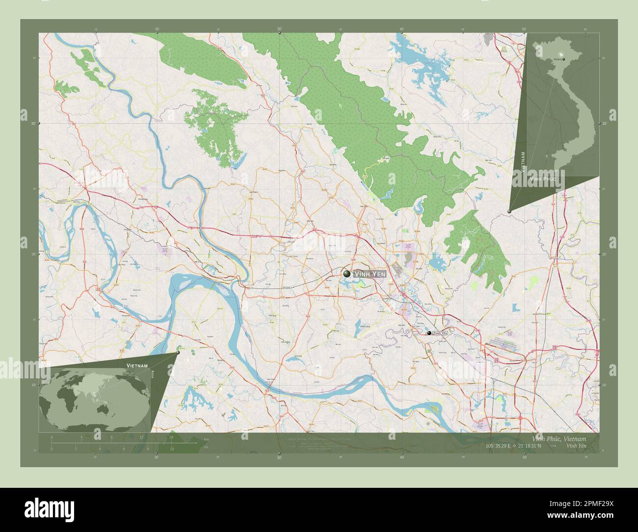 Vinh Phuc, province of Vietnam. Open Street Map. Locations and names of ...