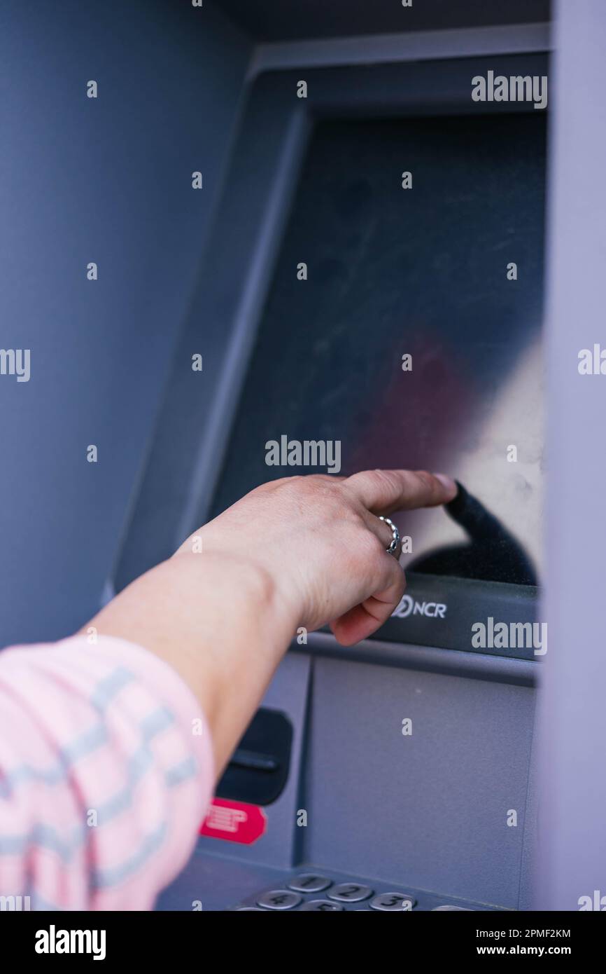 Entering pin cash machine hi-res stock photography and images - Alamy