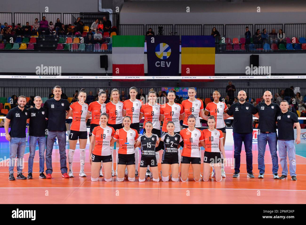 Florence, Italy. 12th Apr, 2023. CS Volei Alba Blaj team during Final ...