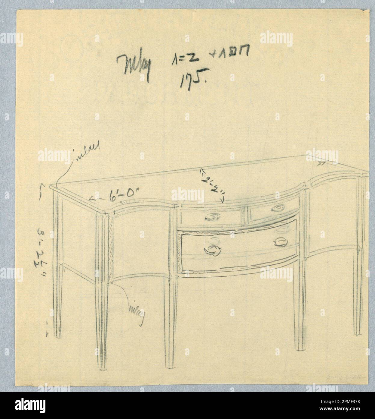 Drawing, Design for Sideboard with Serpentine Front and Six Legs ...