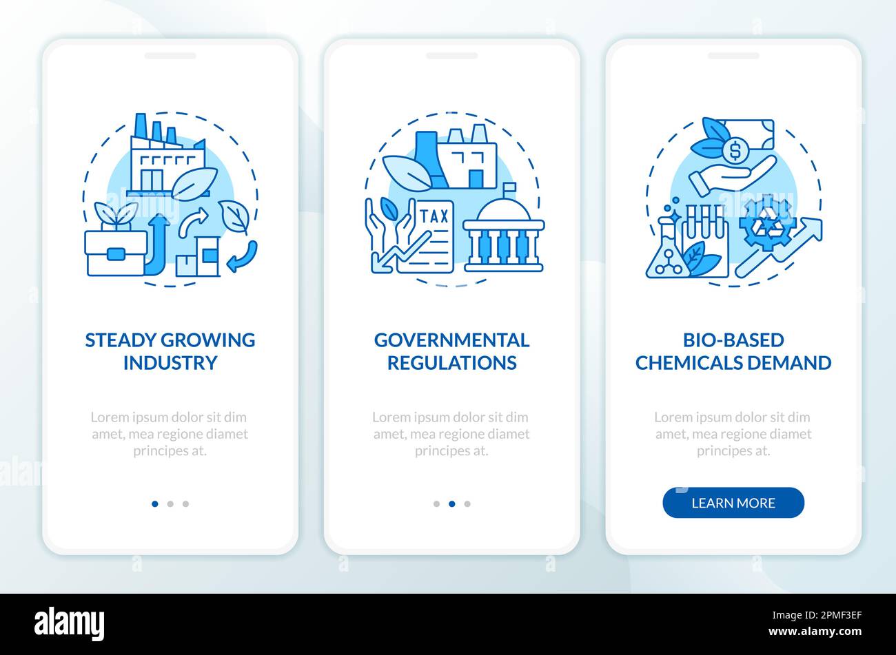 Development of bio based materials blue onboarding mobile app screen ...