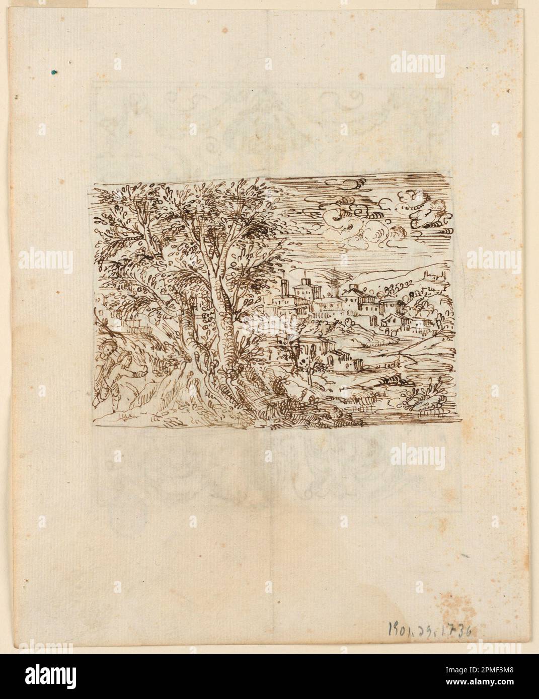 Drawing, Landscape; verso: Grotesque Design; Italy; charcoal, pen and ...
