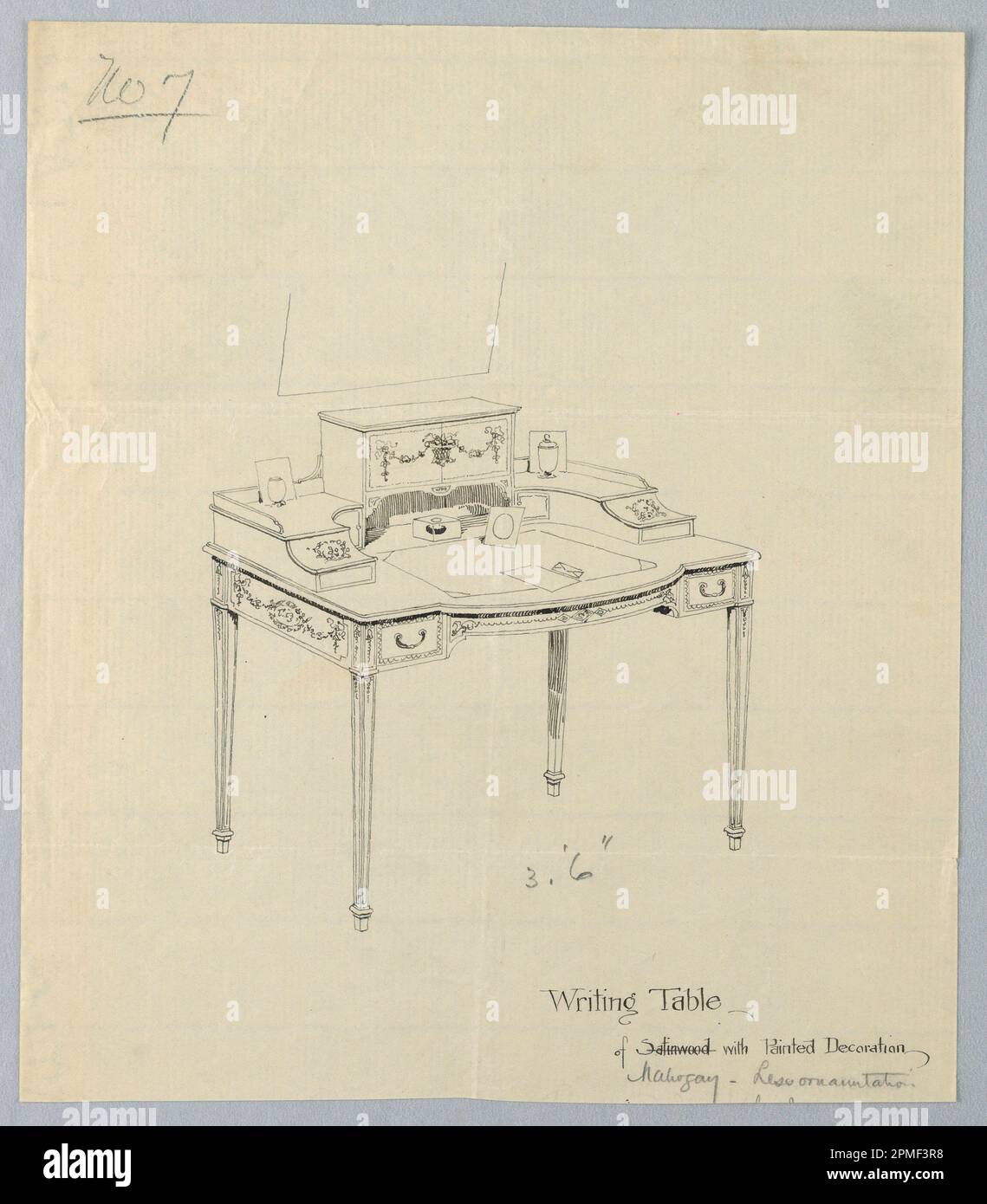 Drawing, Design for Writing Table No. 7; Designed by A.N. Davenport Co ...