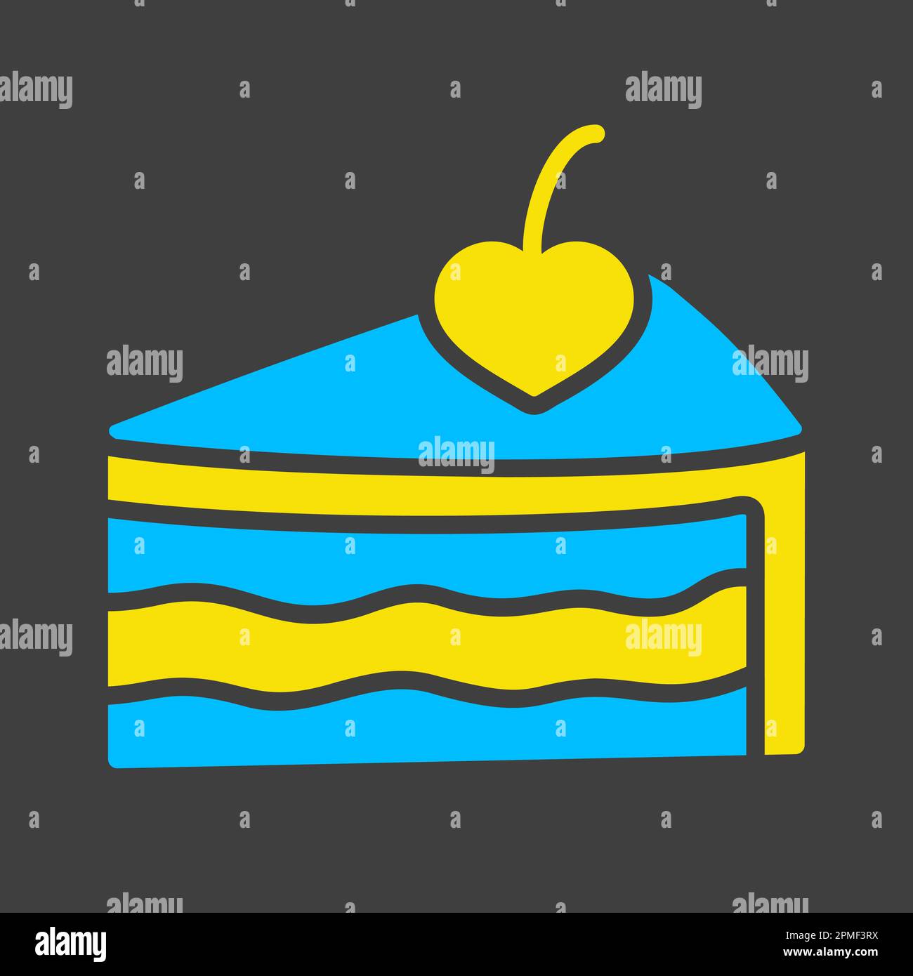 Peace of cake with heart isolated glyph on dark background icon. Vector ...