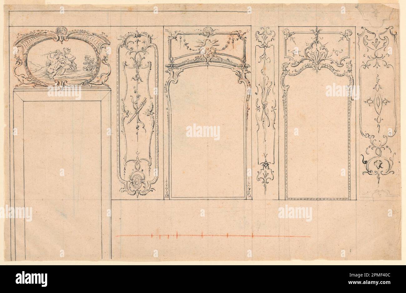 Drawing, Elevation of a Wall with Alternative Suggestions; Attributed ...