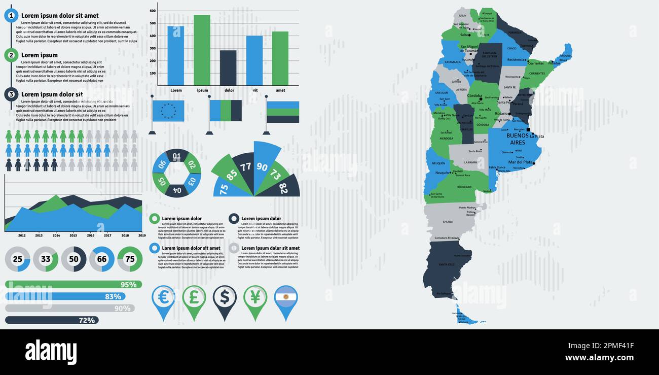 Detailed Argentina map with infographic elements. Vector illustration ...