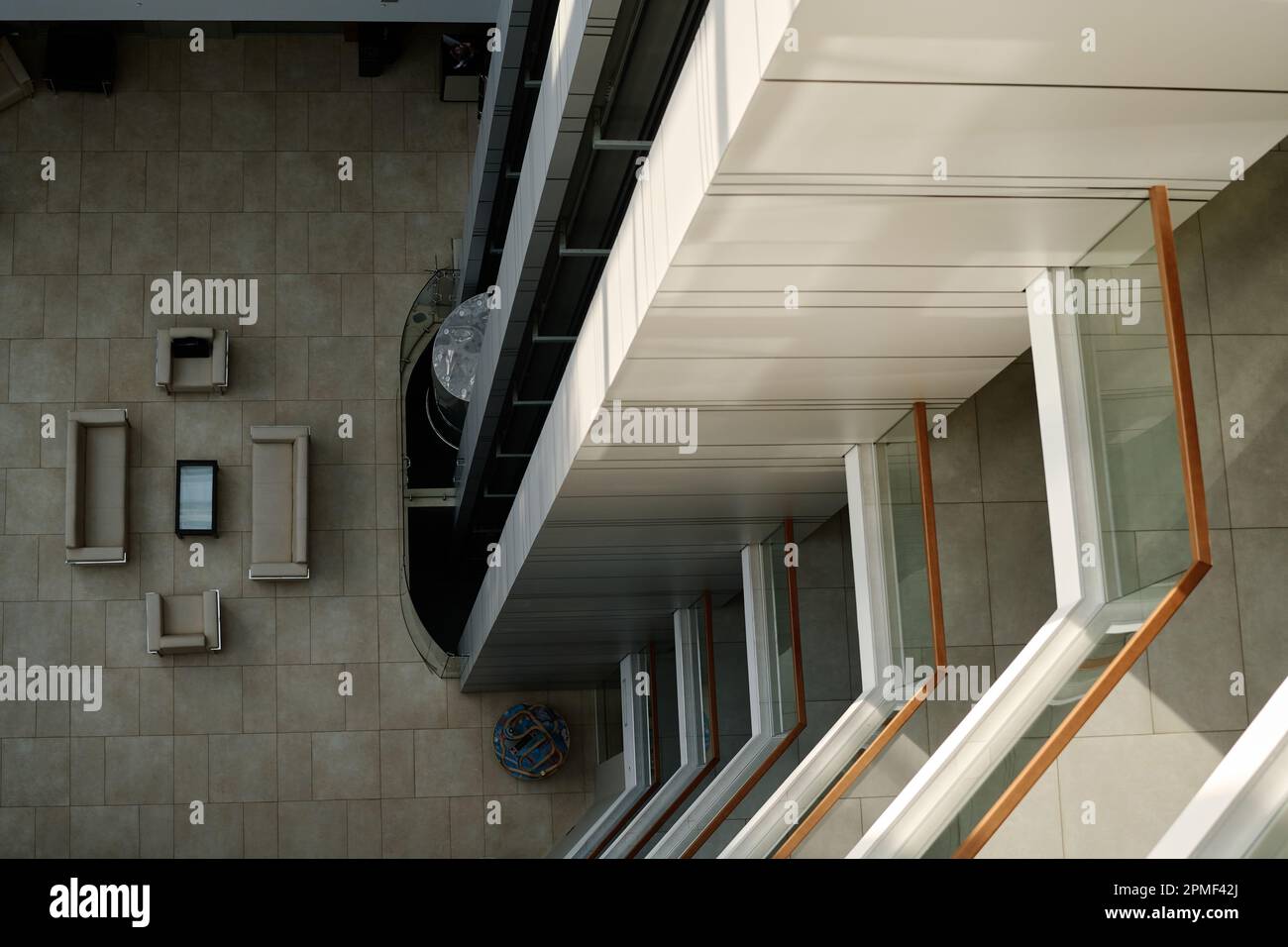 Top view of construction of modern lift in office building Stock Photo ...