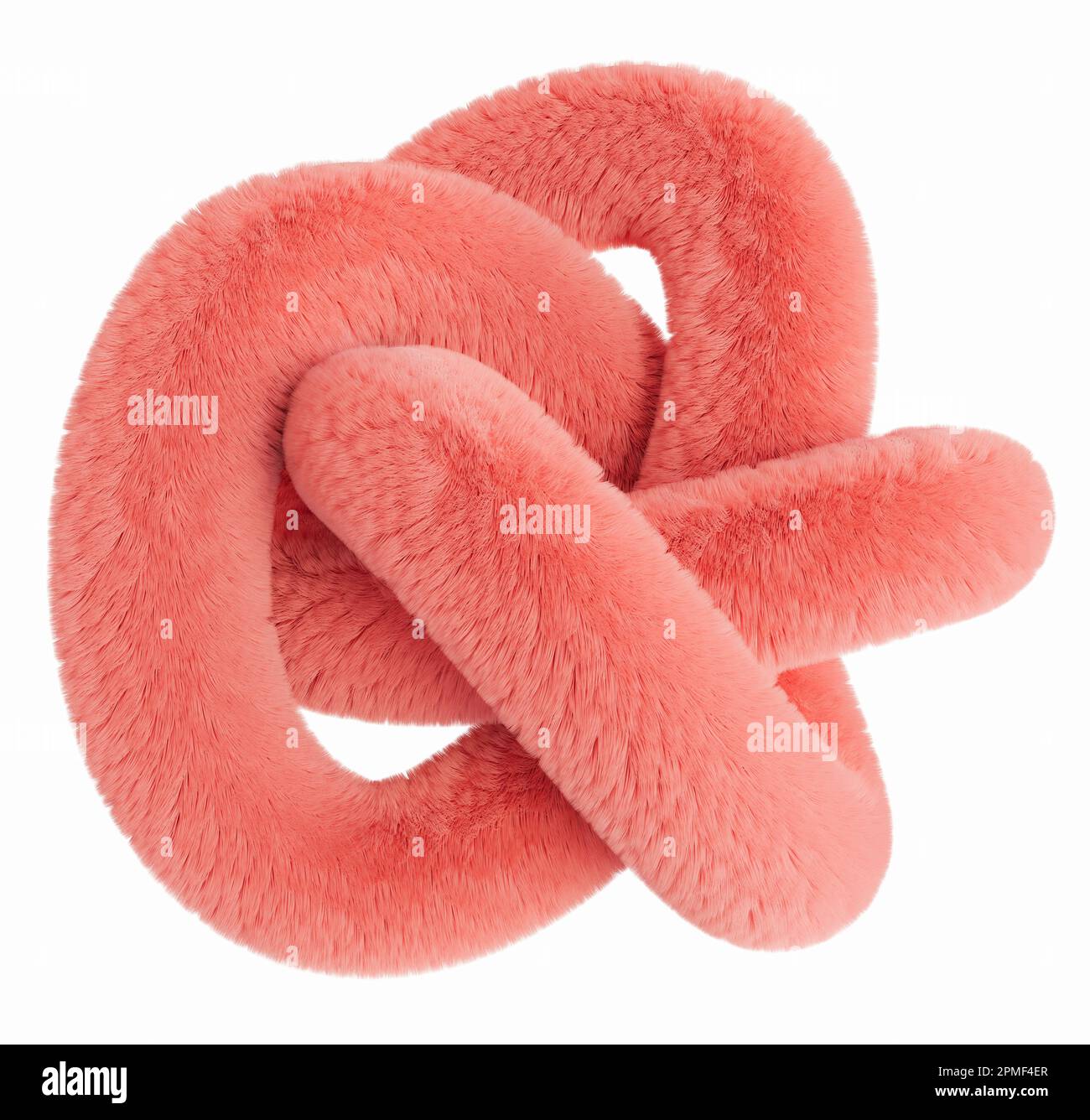 Fluffy pink 3D shape, isolated on white background. Furry, soft and ...