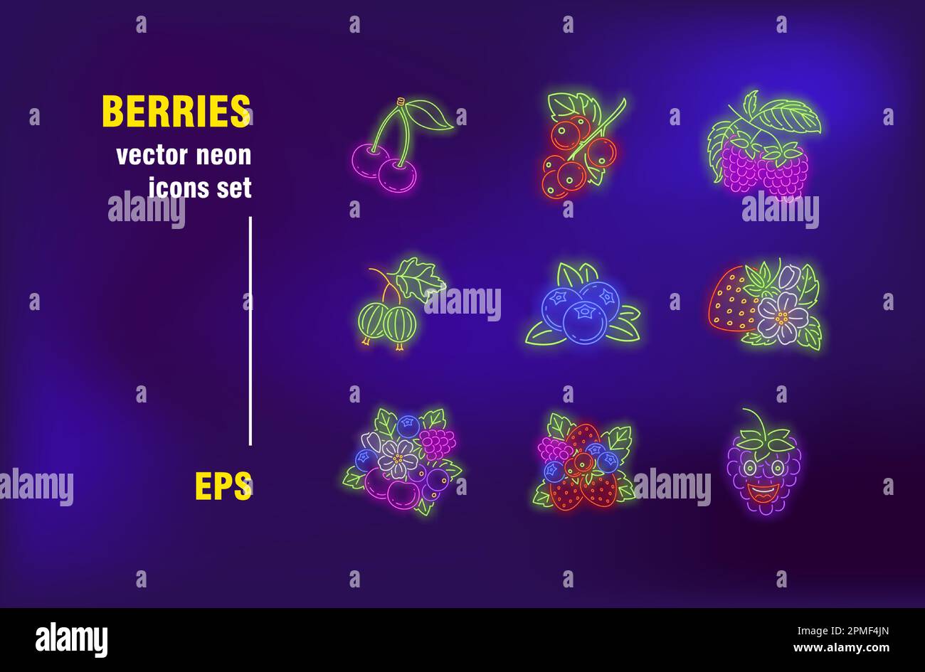 Berries neon signs set Stock Vector Image & Art - Alamy