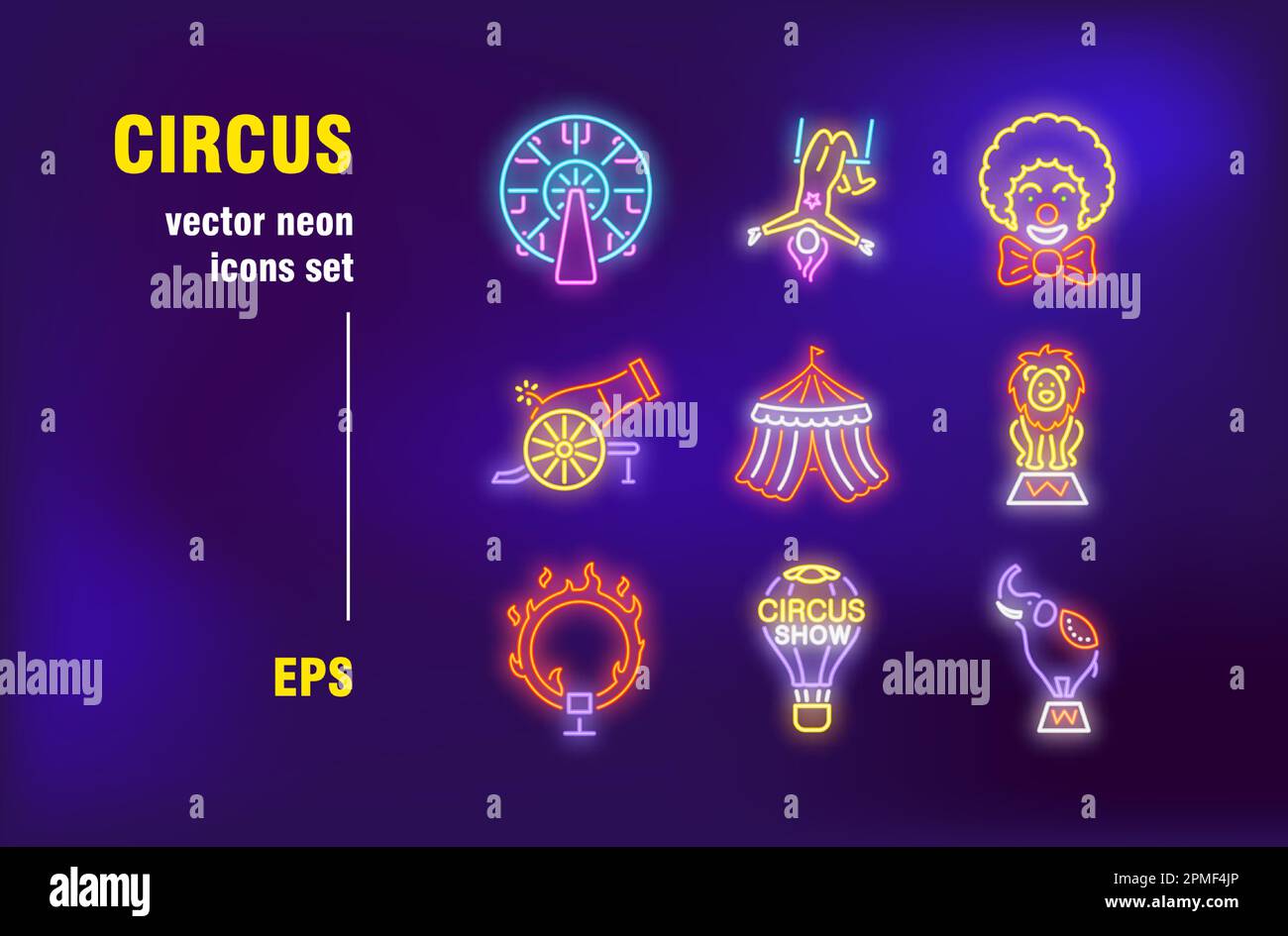 Circus neon signs set Stock Vector Image & Art - Alamy