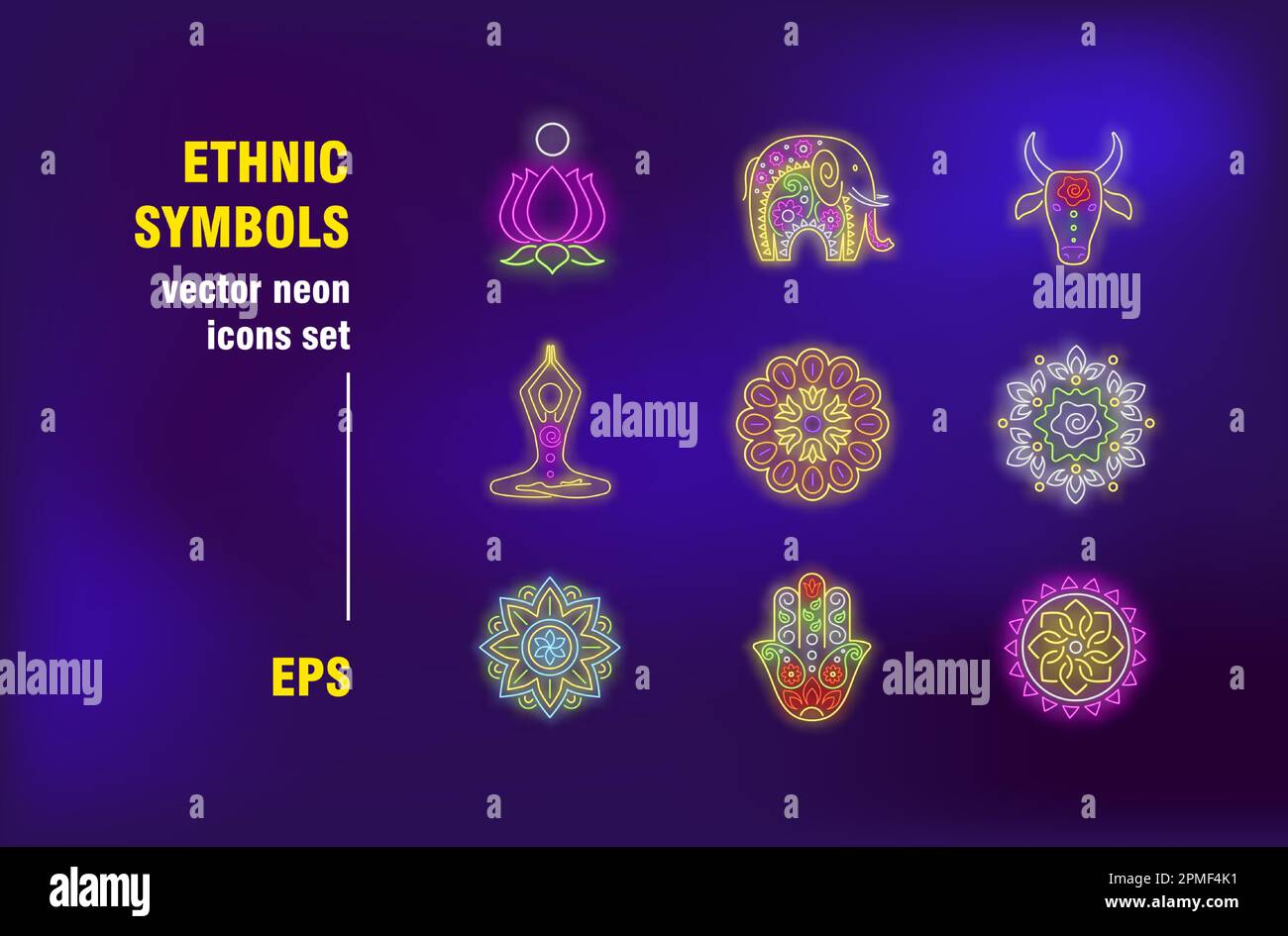 Ethnic symbol neon signs collection Stock Vector Image & Art - Alamy