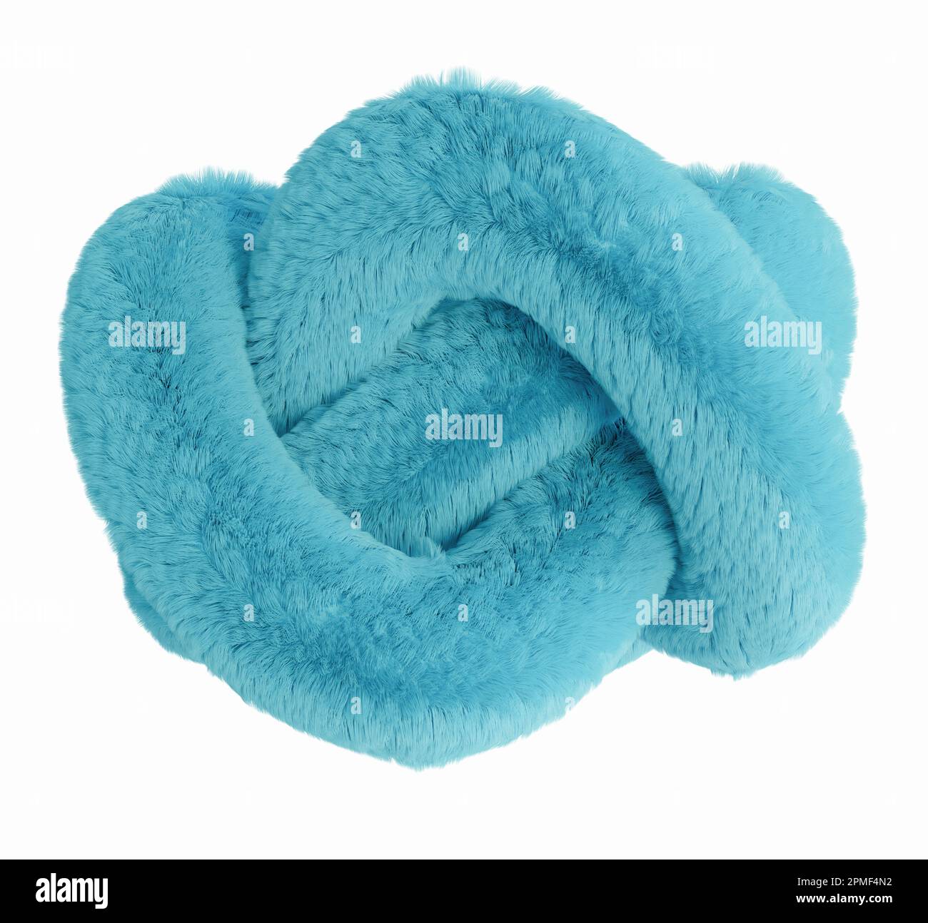 Fluffy blue 3D shape, isolated on white background. Furry, soft and ...