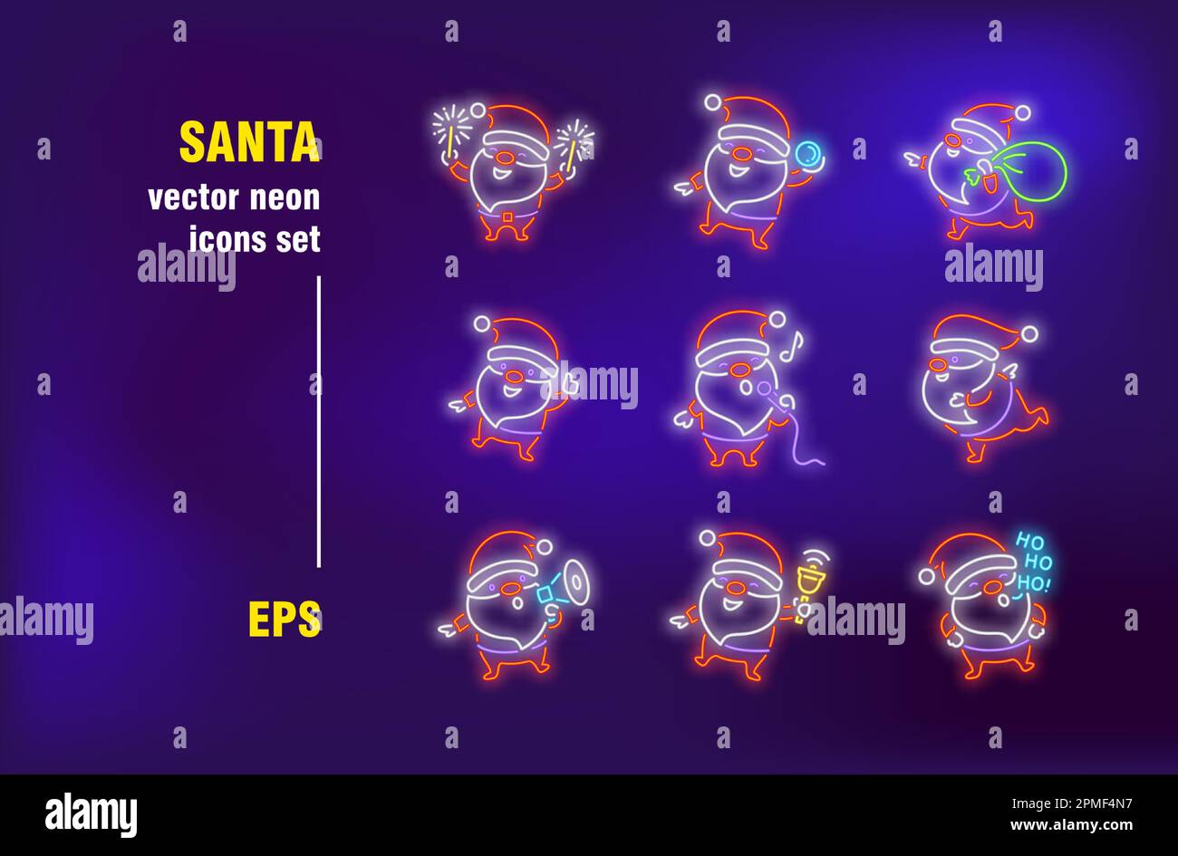 Santa neon signs set Stock Vector Image & Art - Alamy