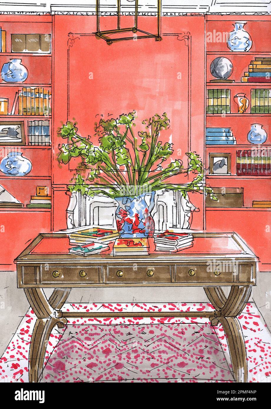 Colour sketch for a traditional style lounge Stock Photo - Alamy