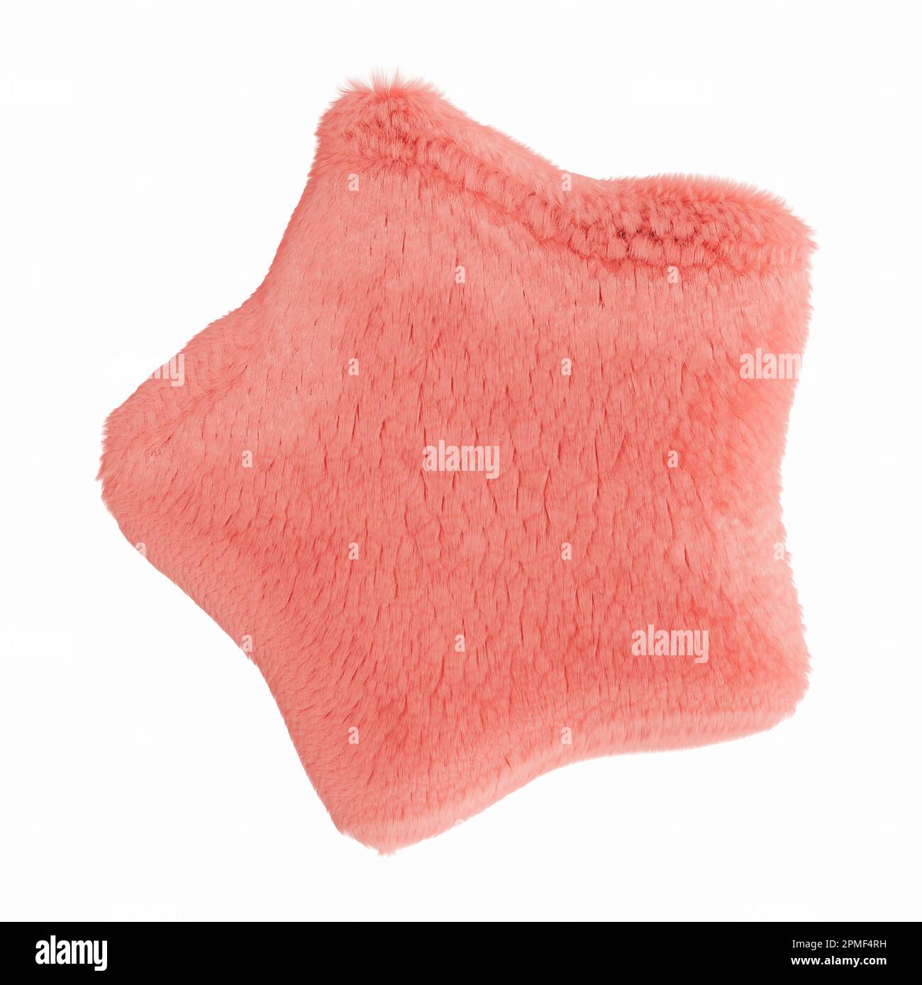 Fluffy pink 3D shape, isolated on white background. Furry, soft and ...
