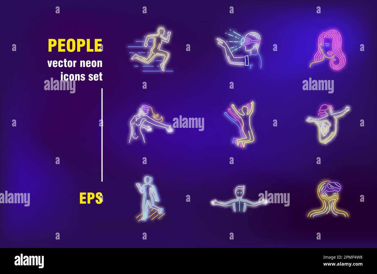 People in virtual reality neon signs set Stock Vector Image & Art - Alamy