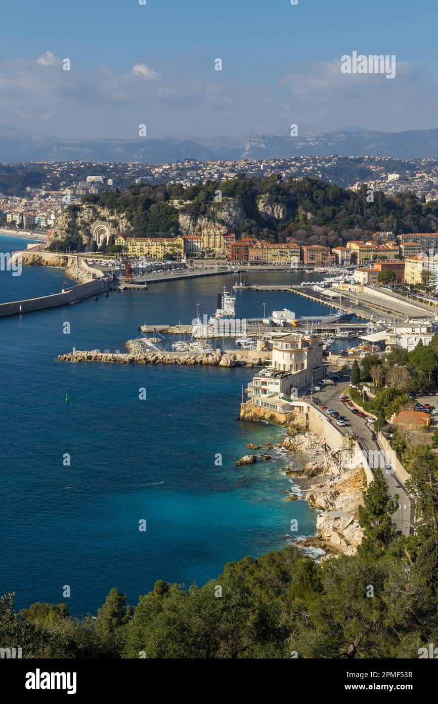 Elevated view from Mont Boron down to Coco Beach, Port Lympia and ...