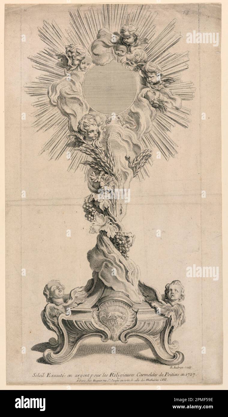 Print, Silver monstrance executed in 1727; Designed by Juste-Aurèle ...