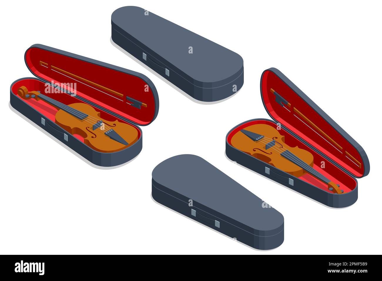 Isometric violin with fiddlestick isolated on a white background ...