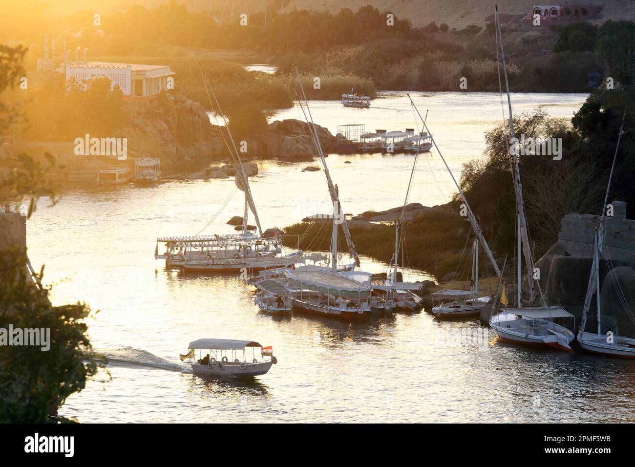 Egypt, Upper Egypt, Nile valley, Aswan, a view over Nile river from ...