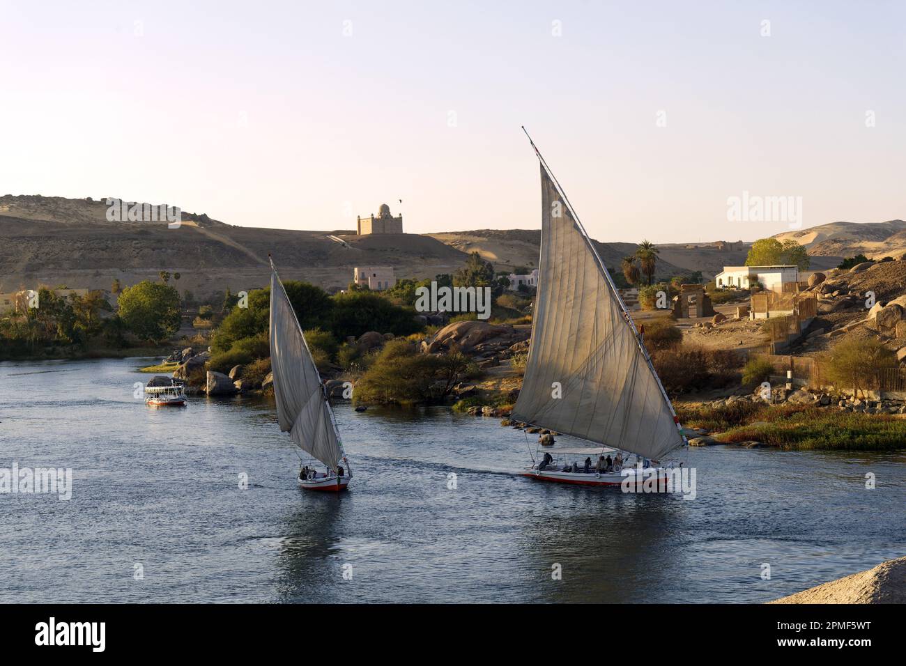 Egypt, Upper Egypt, Nile valley, Aswan, a view over Nile river from ...