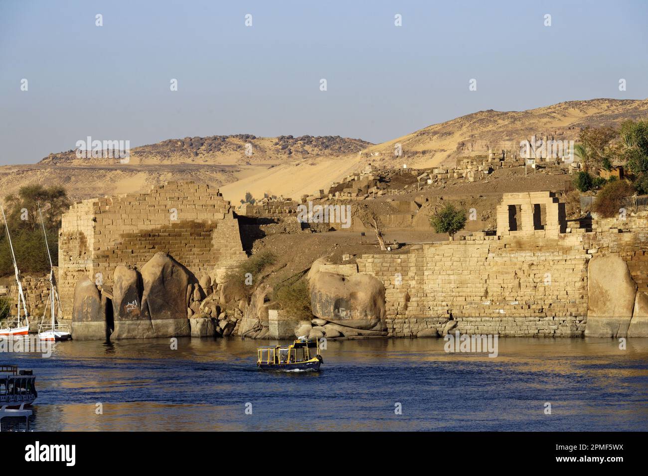 Egypt, Upper Egypt, Nile Valley, Aswan, Elephantine island, Elephantine museum, Khnum ruins ...