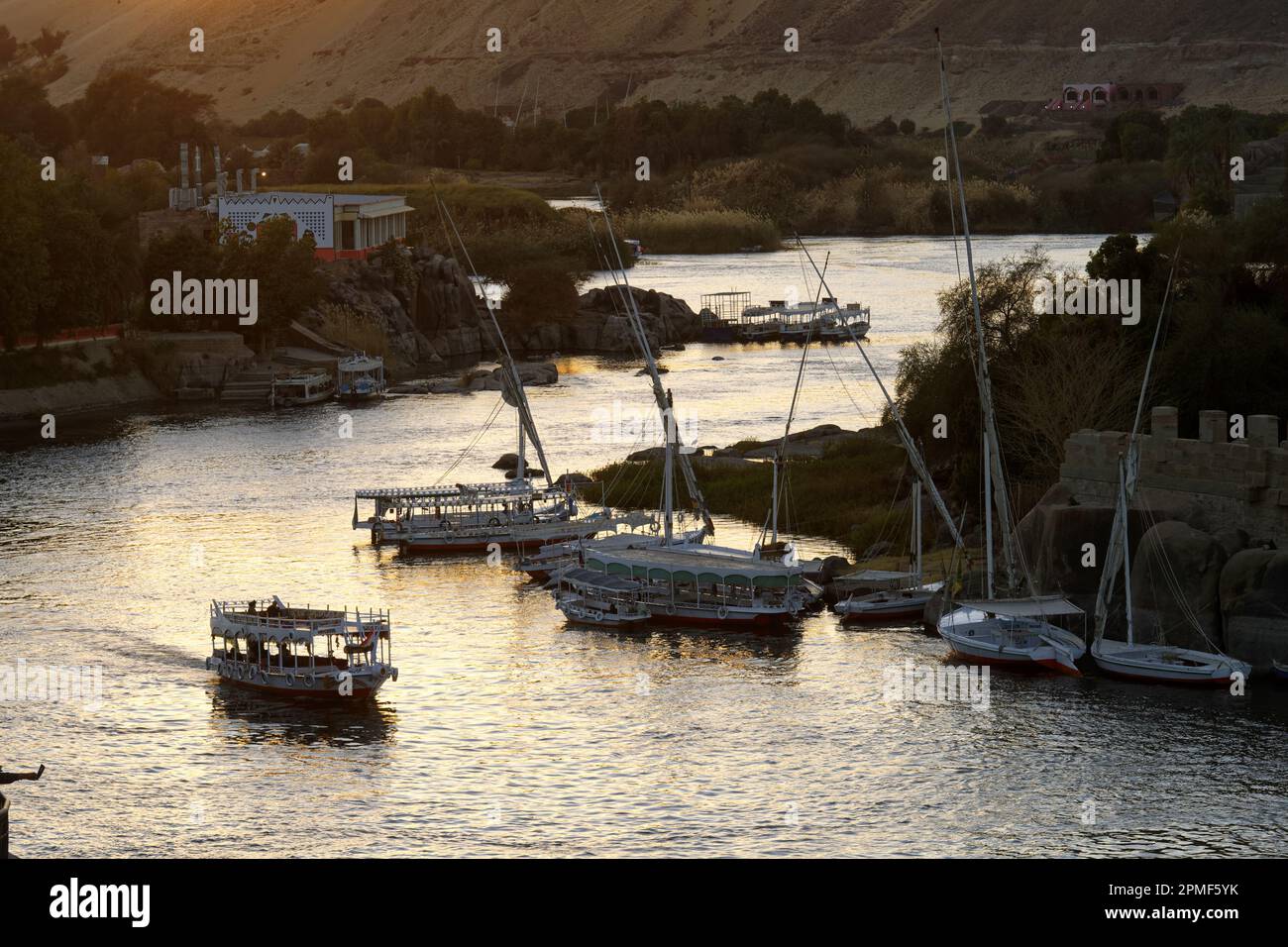 Egypt, Upper Egypt, Nile valley, Aswan, a view over Nile river from ...