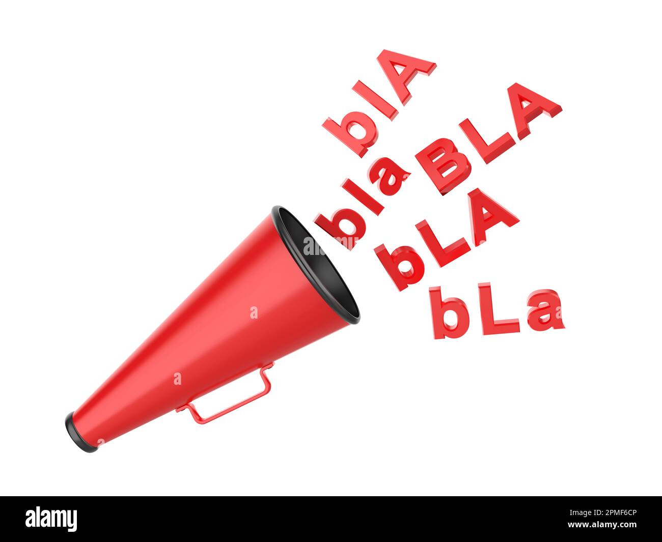 Red megaphone spreading bla bla words on white background Stock Photo ...