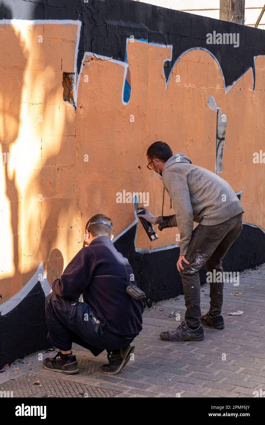 Spain, Valencia, barrio del Carmen, street art, graffiti artist Stock ...