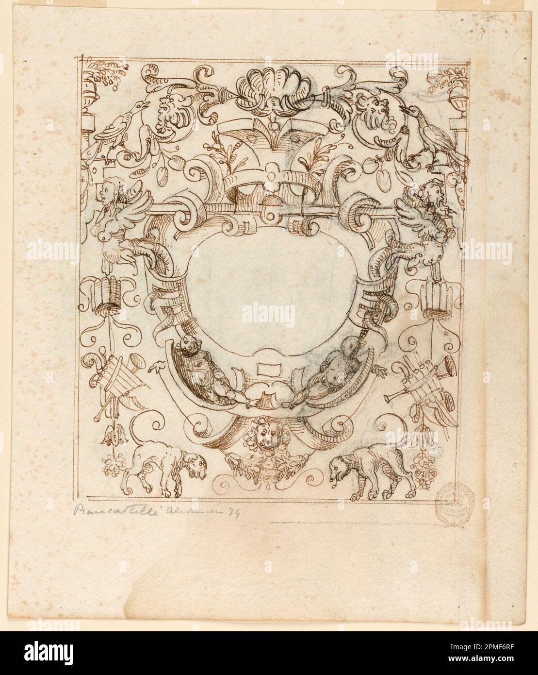 Drawing, Grotesque Design; Italy; charcoal, pen and ink on paper Stock ...