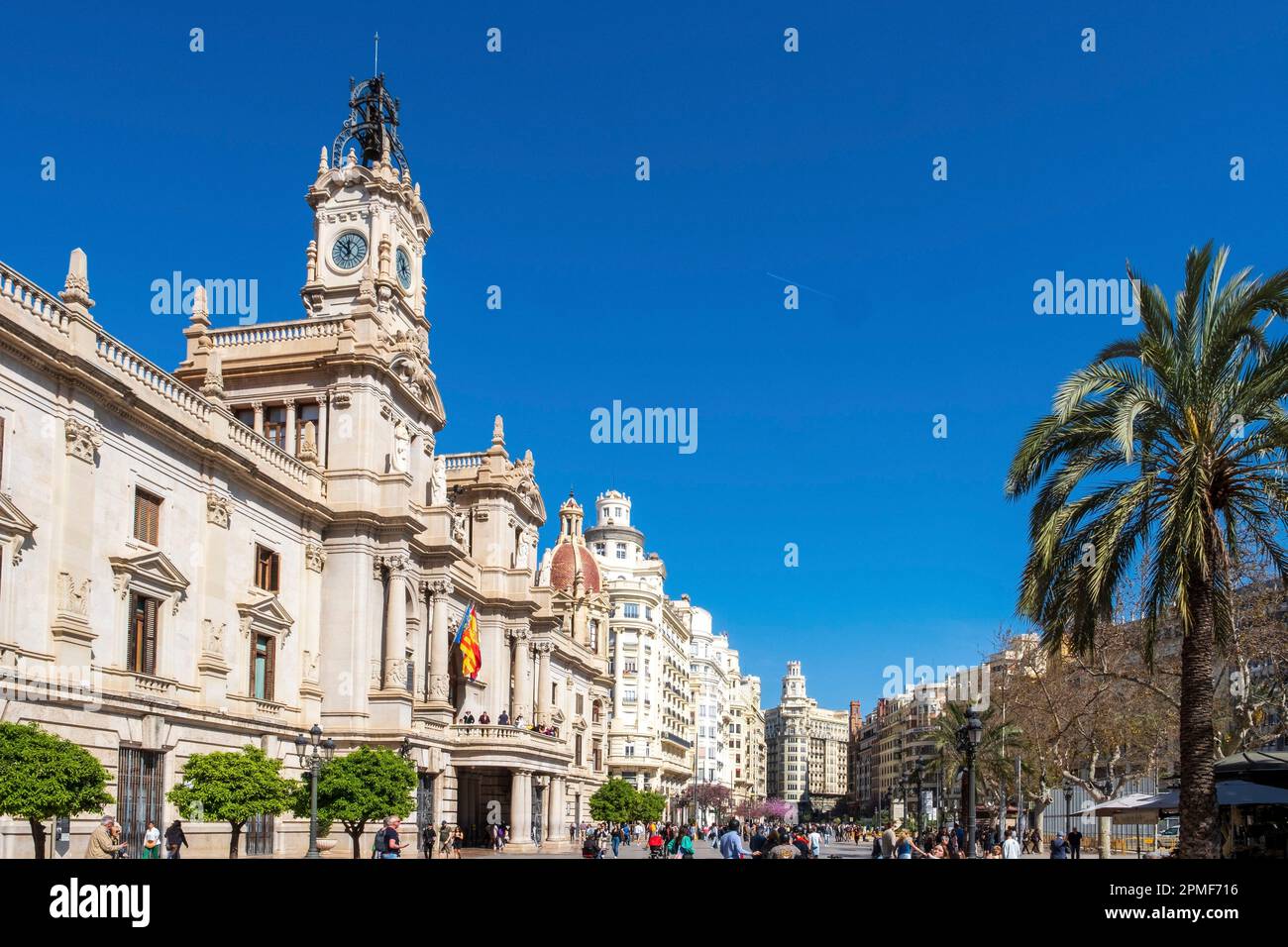 Spain, Valencia, Town Hall Square (Plaza del Ayuntamiento), town hall ...