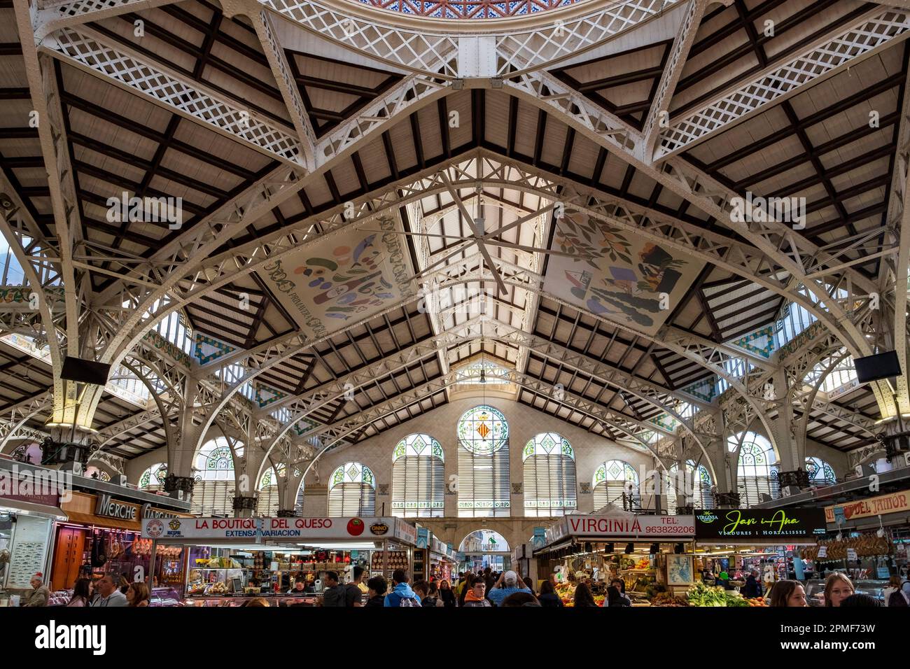 Spain, Valencia, central market in Art Nouveau (modernist) style ...