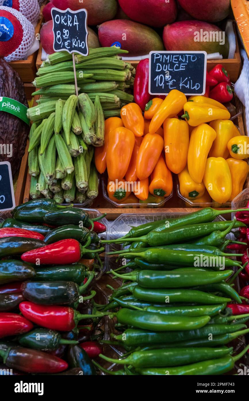 Spain, Valencia, central market in Art Nouveau (modernist) style ...