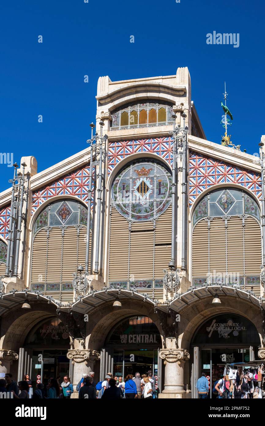 Spain, Valencia, central market in Art Nouveau (modernist) style ...
