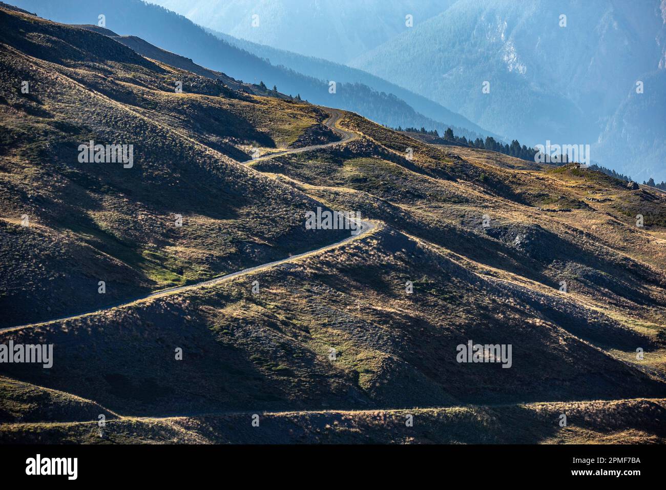 France, Hautes-Alpes, Col du Granon (2404 m), mountain pastures and the ...