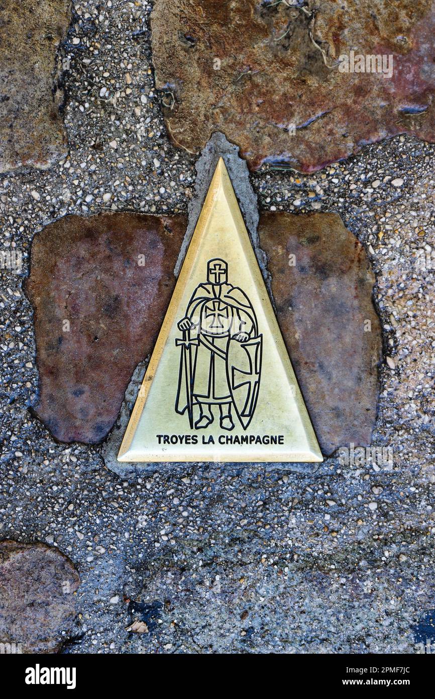 France, Aube, Troyes, marked route for the historical circuit of the ...