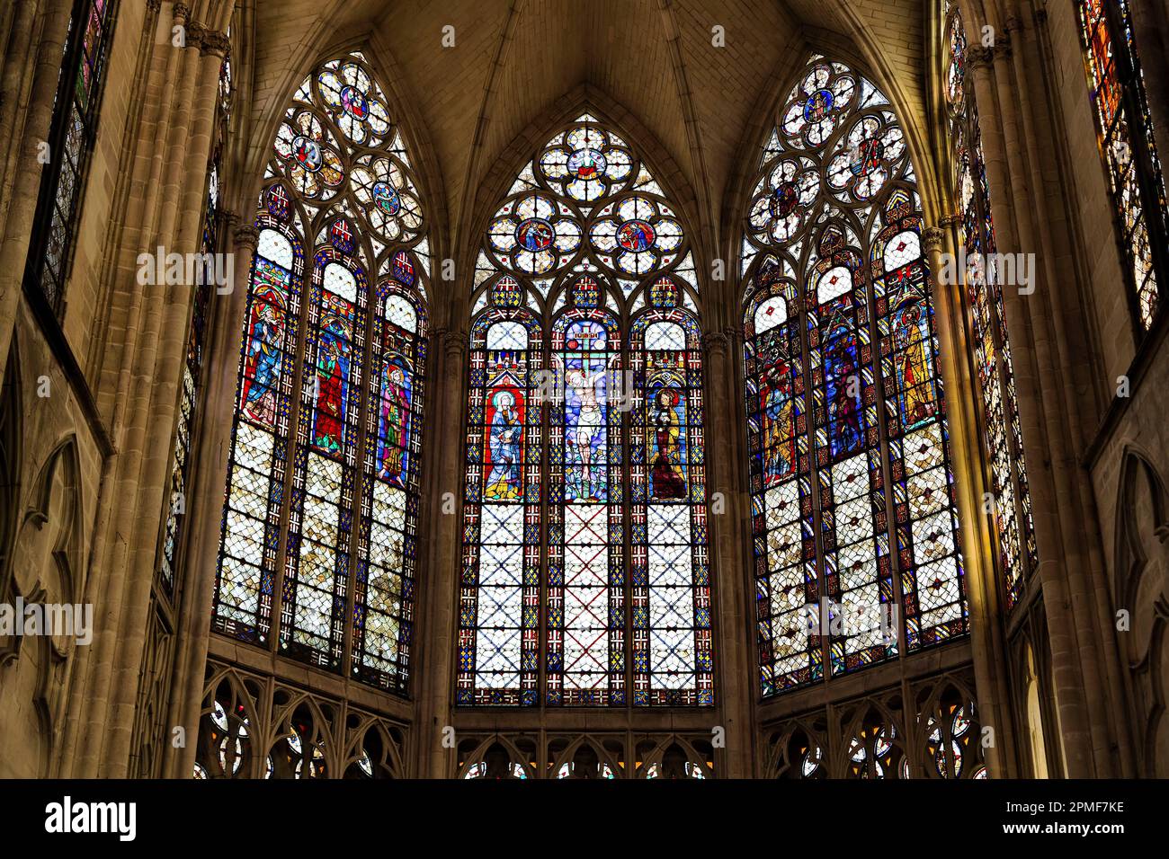 France, Aube, Troyes, Place Vernier, Saint-Urbain basilica, Gothic ...