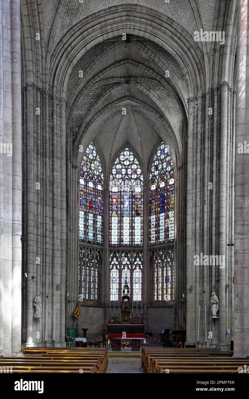 France, Aube, Troyes, Place Vernier, Saint-Urbain basilica, Gothic ...