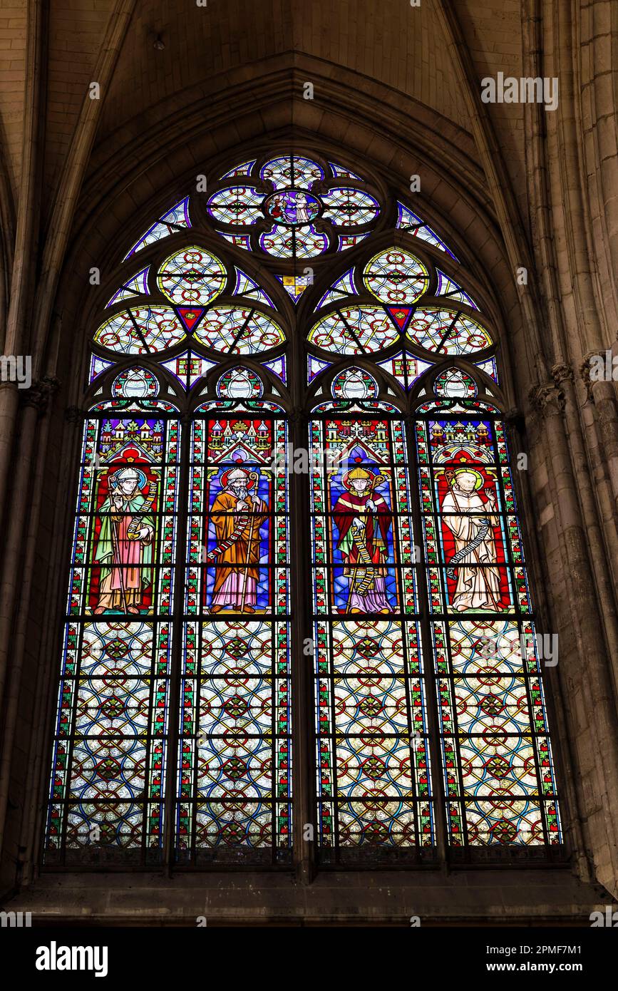 France, Aube, Troyes, Place Vernier, Saint-Urbain basilica, Gothic ...