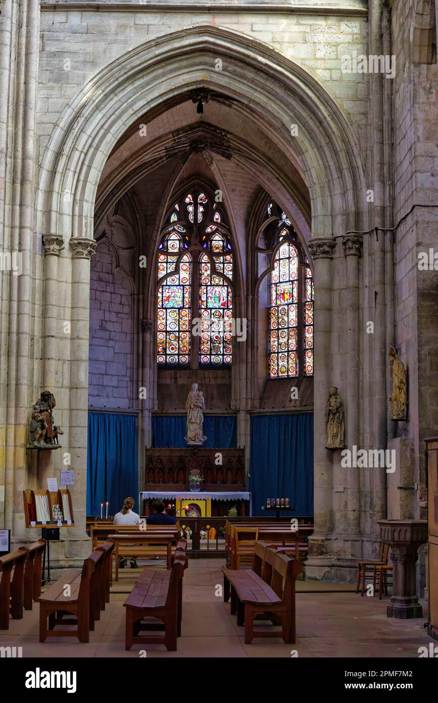 France, Aube, Troyes, Place Vernier, Saint-Urbain basilica, Gothic ...