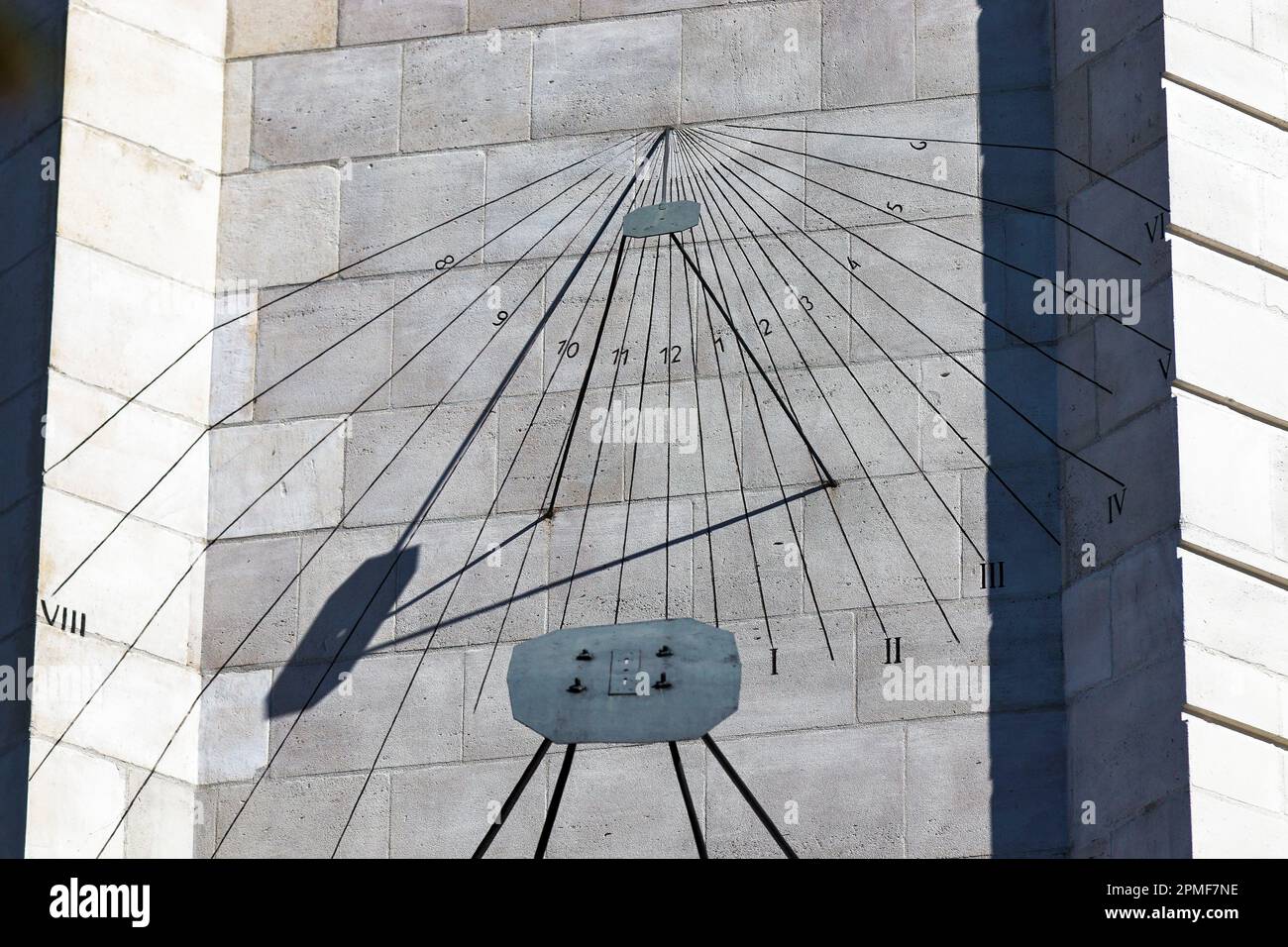 France, Aube, Troyes, sundial on the facade of the City of Stained ...